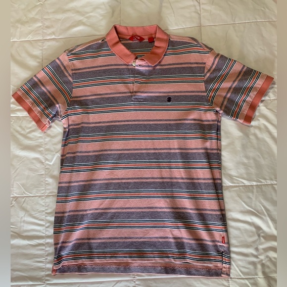 Izod | Shirts | Izod Orange And Blue Striped Mens Casual Polo Shirt | Poshmark